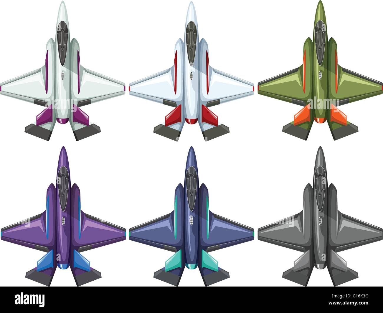 Six different designs of fighting jet illustration Stock Vector Image ...