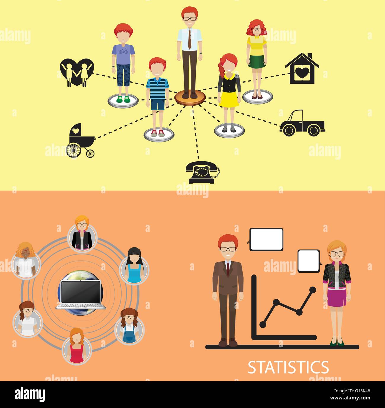 Inforgraphic with people and statistics Stock Vector Image & Art - Alamy