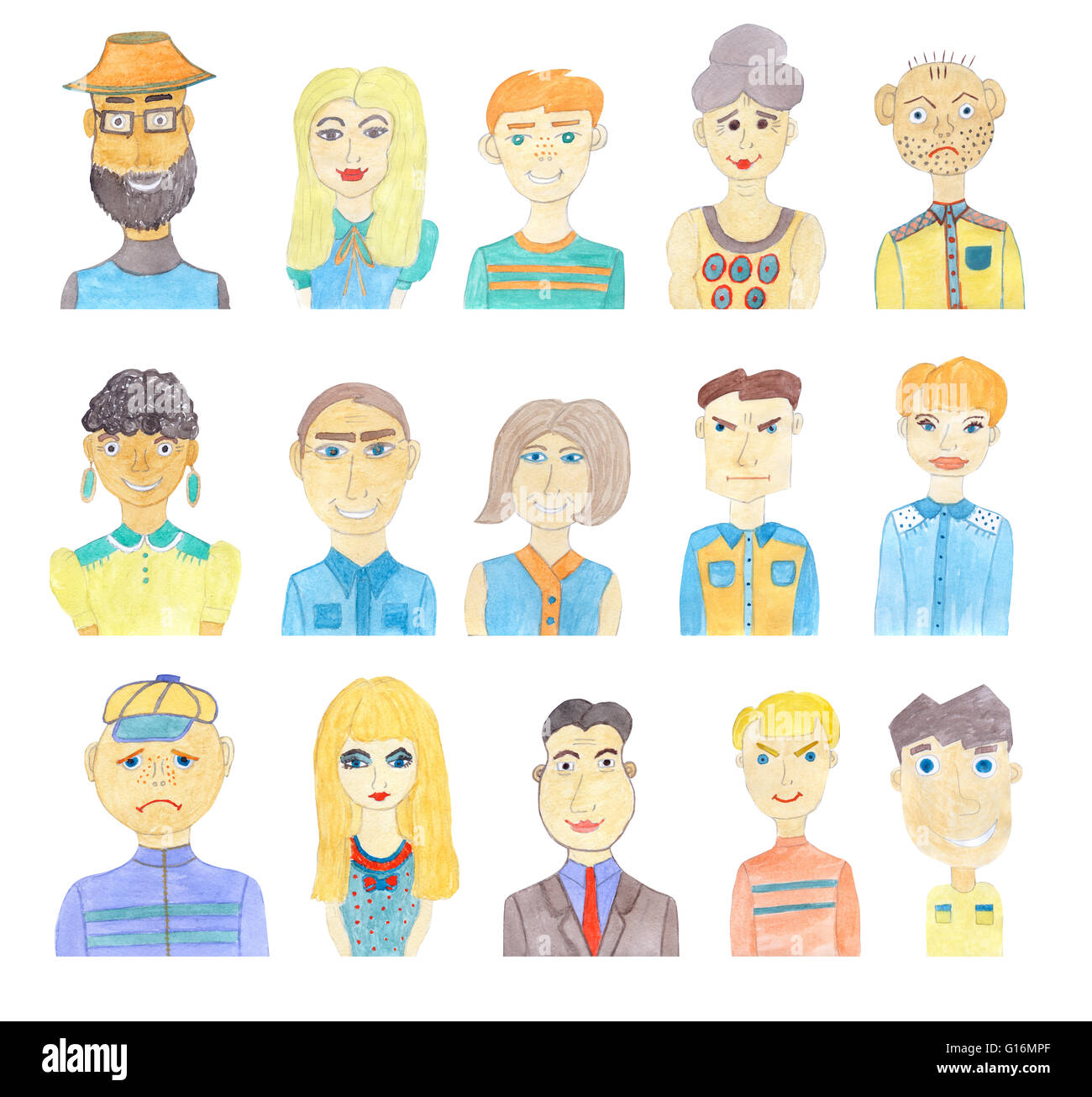 Cartoon people characters faces hi-res stock photography and images - Alamy