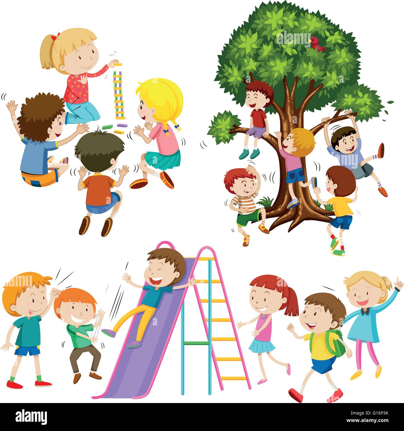 Children playing game and having fun illustration Stock Vector Image ...