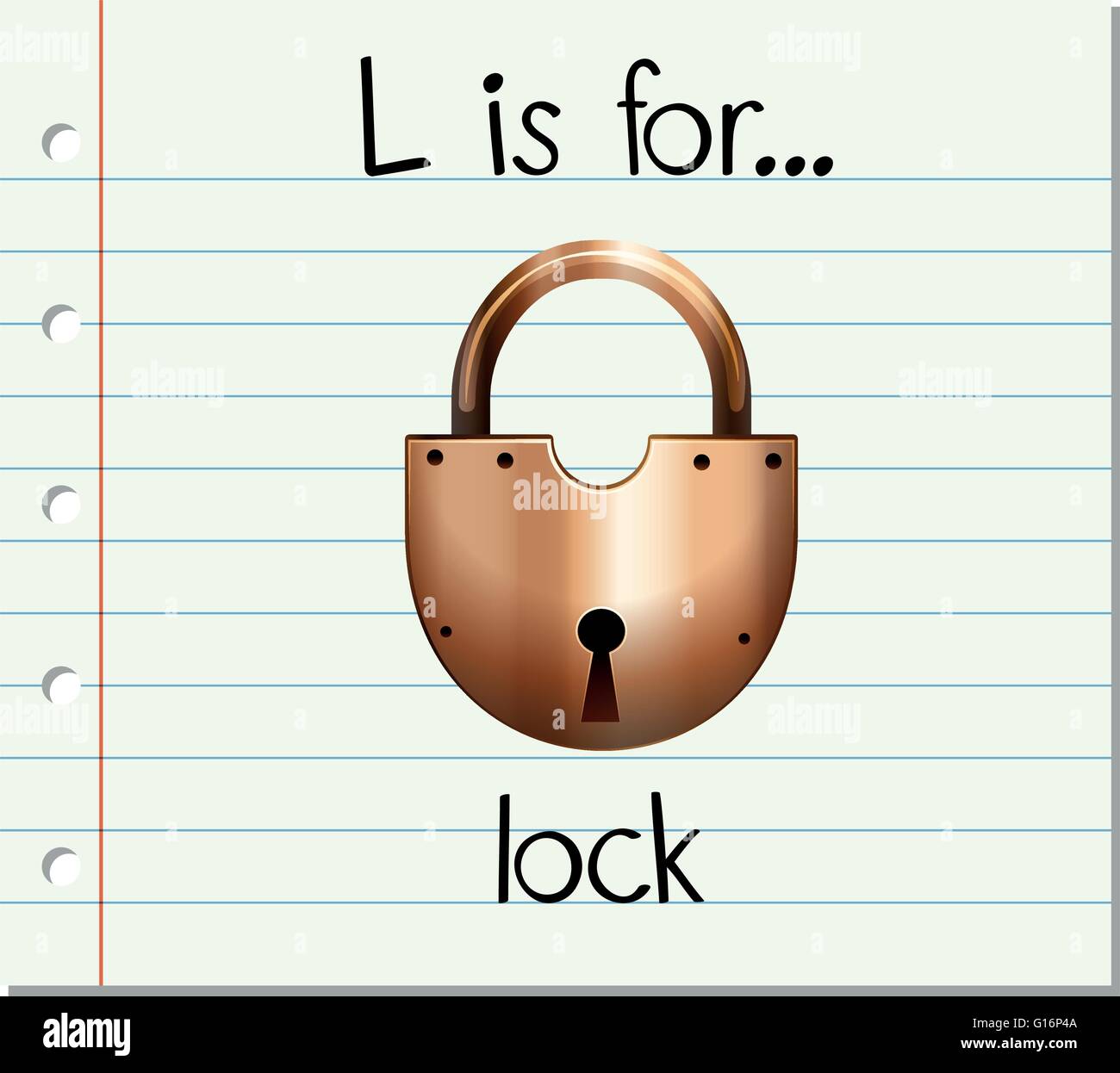 Flashcard letter L is for lock illustration Stock Vector Image & Art ...