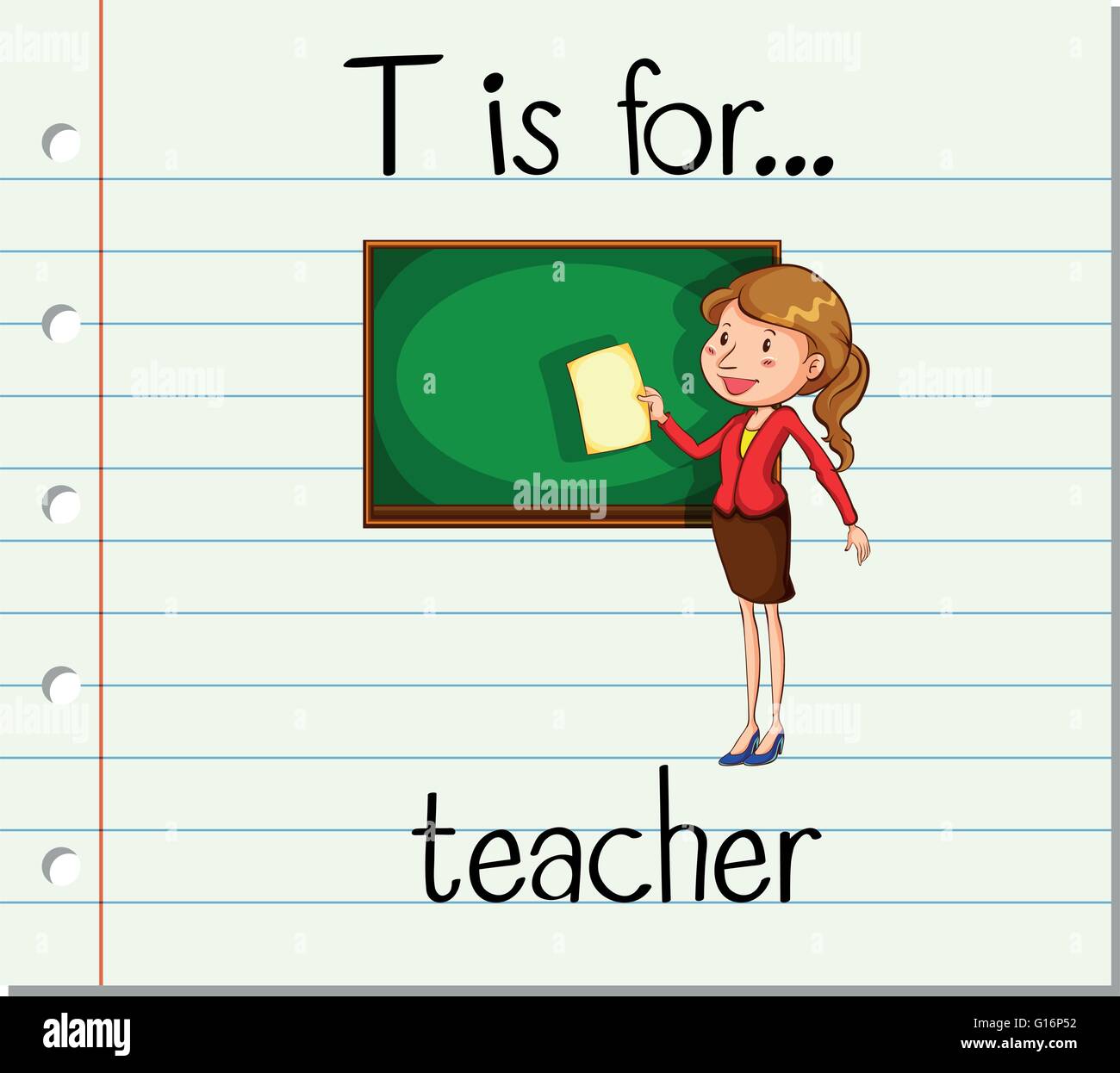 Flashcard letter T is for teacher illustration Stock Vector Image & Art ...