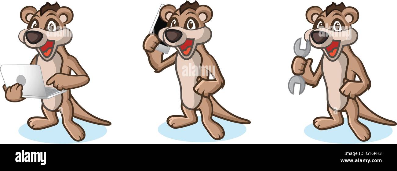 Tan Meerkat Mascot with laptop Stock Vector Image & Art - Alamy