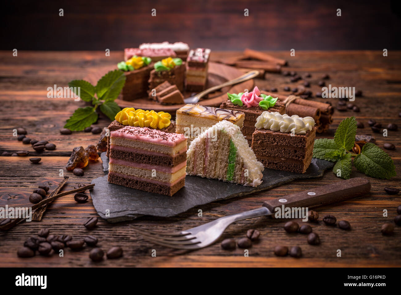 Different decorative cakes for party time Stock Photo - Alamy