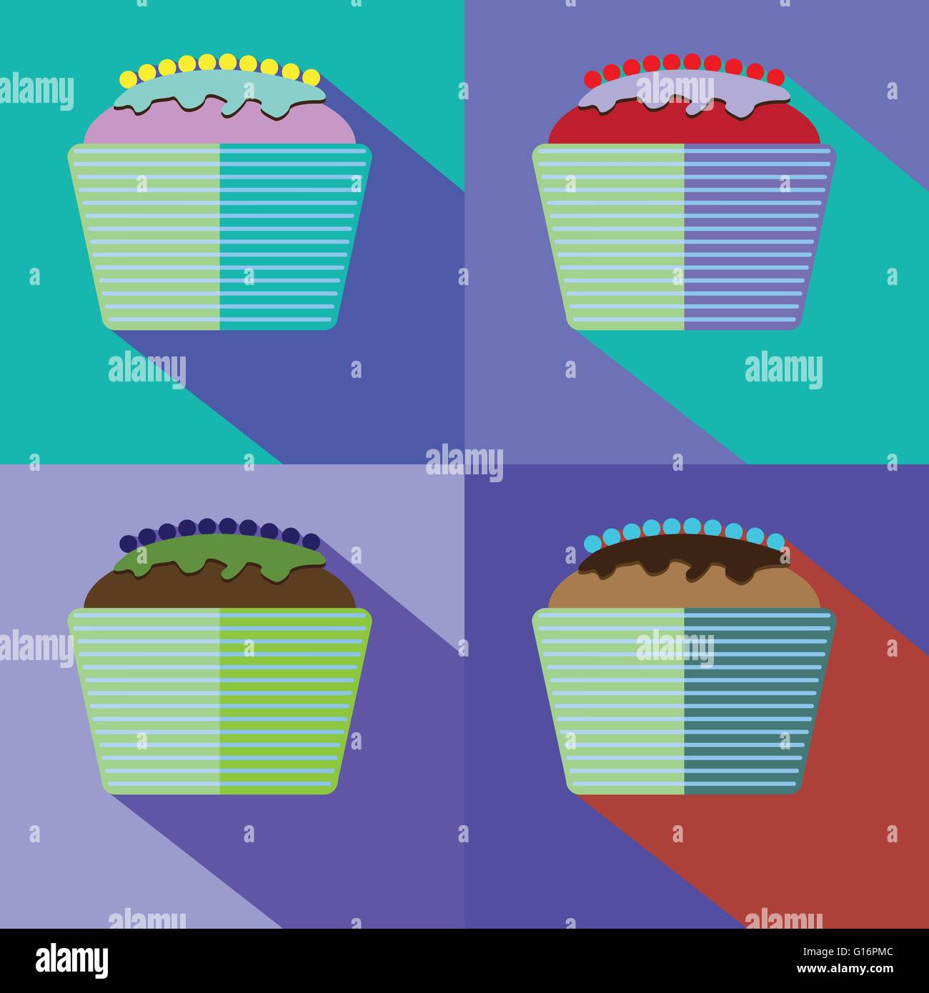 Sweets cards set with cream cakes and berries. Digital vector image ...