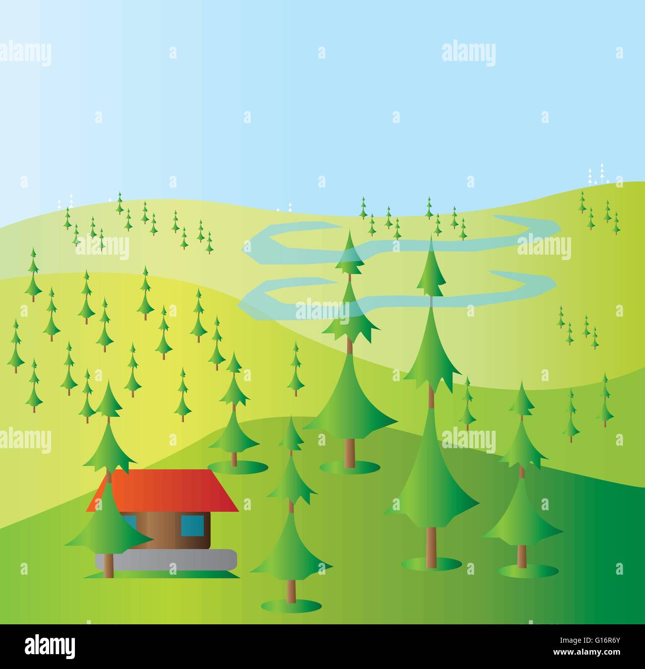 Tree growing on house roof Stock Vector Images - Alamy