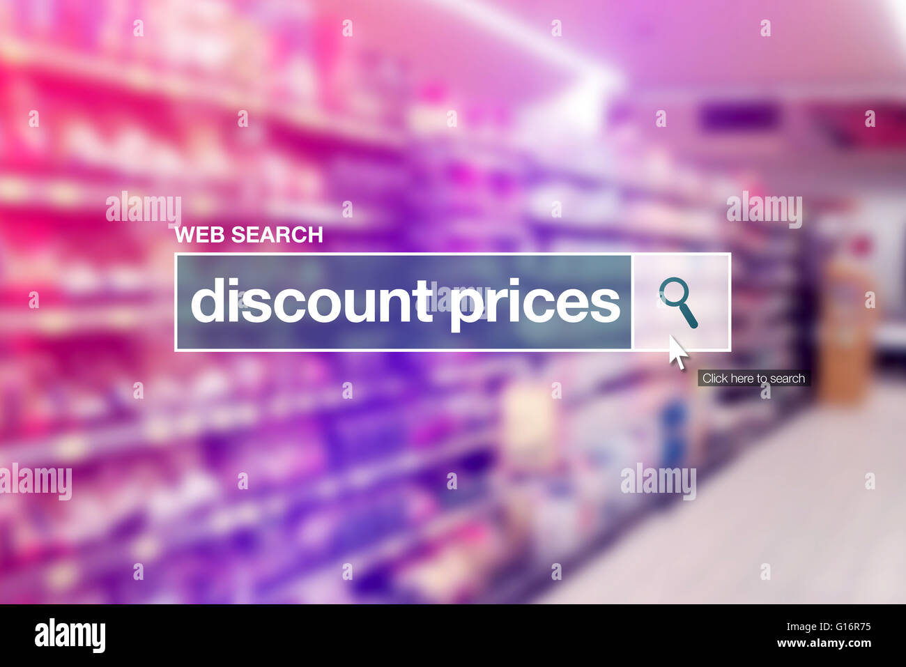 Discount prices - web search bar glossary term on internet Stock Photo ...