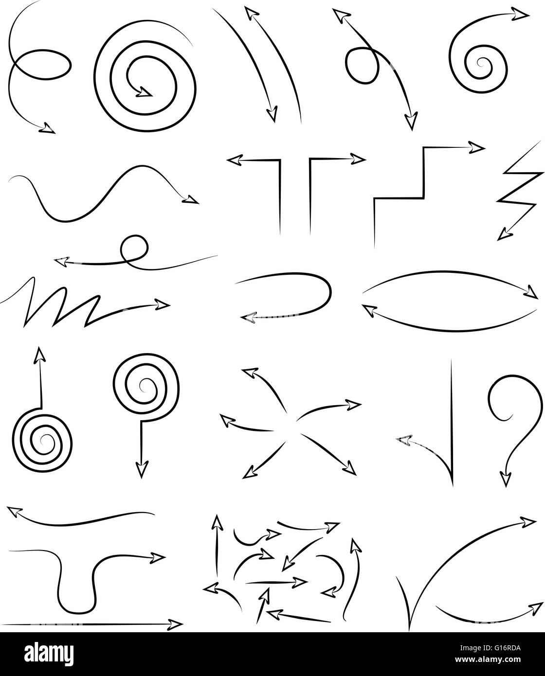 Vector illustration of arrow set in line art mode Stock Vector Image ...