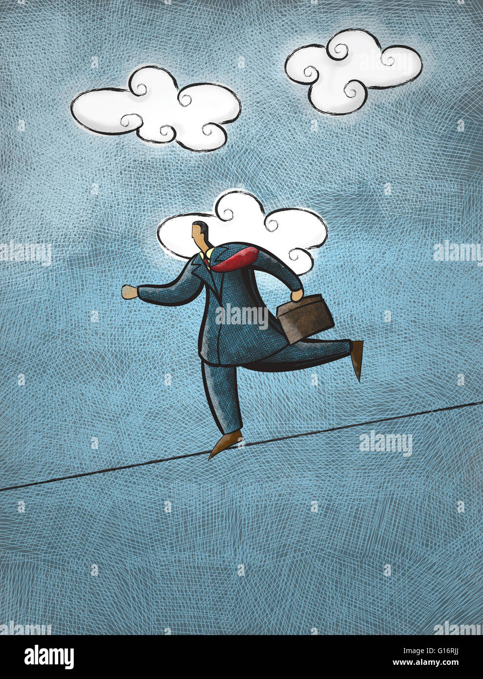 Businessman walking a tightrope. Risks and challenges of business life ...