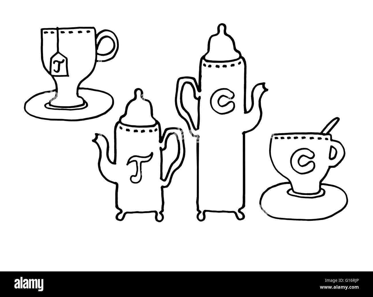 High Tea Clip Art Black And White