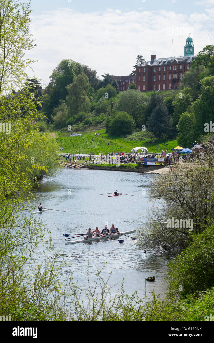 Shrewsbury School looks down on rowers competing in Shrewsbury Regatta ...