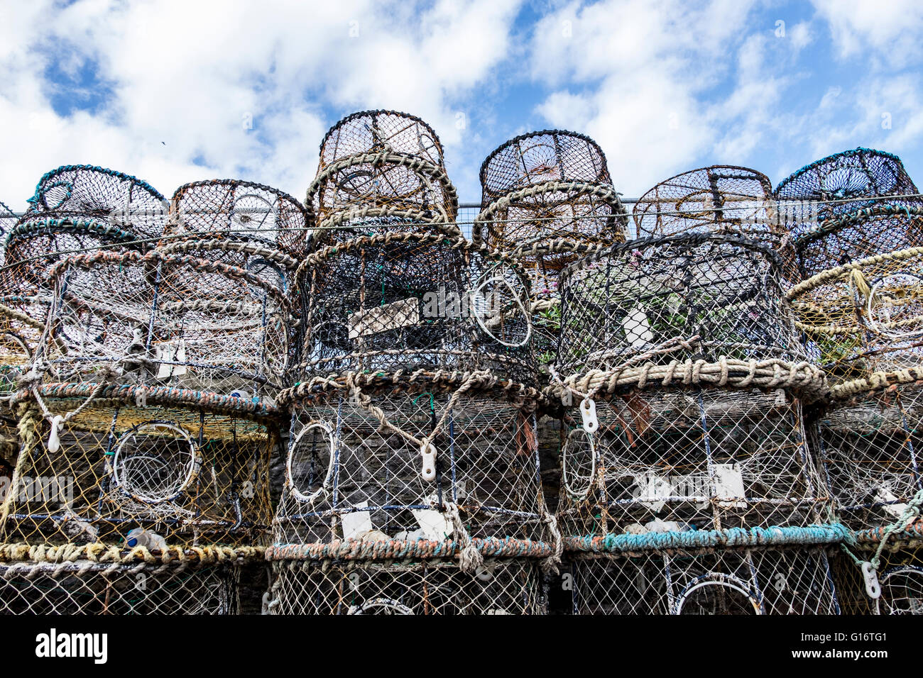 Rows of lobster pots hi-res stock photography and images - Alamy