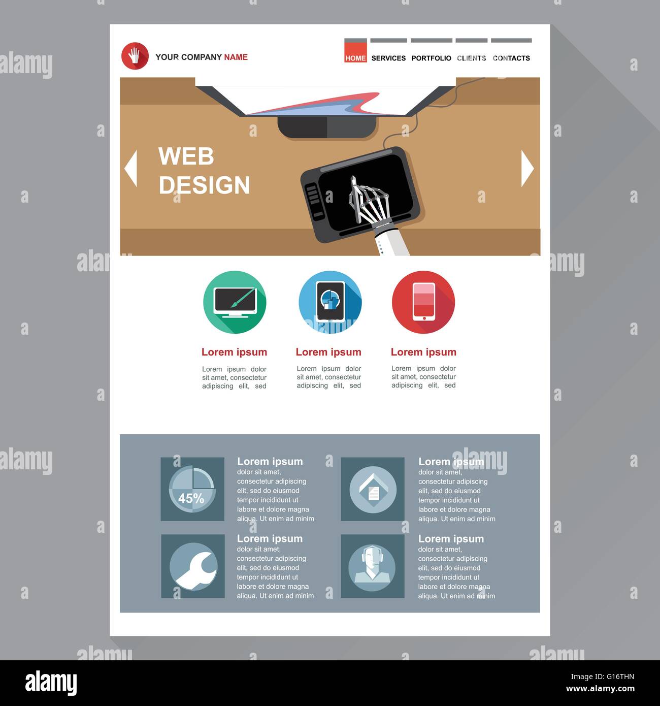 Web design agency site theme layout. Digital background vector ...