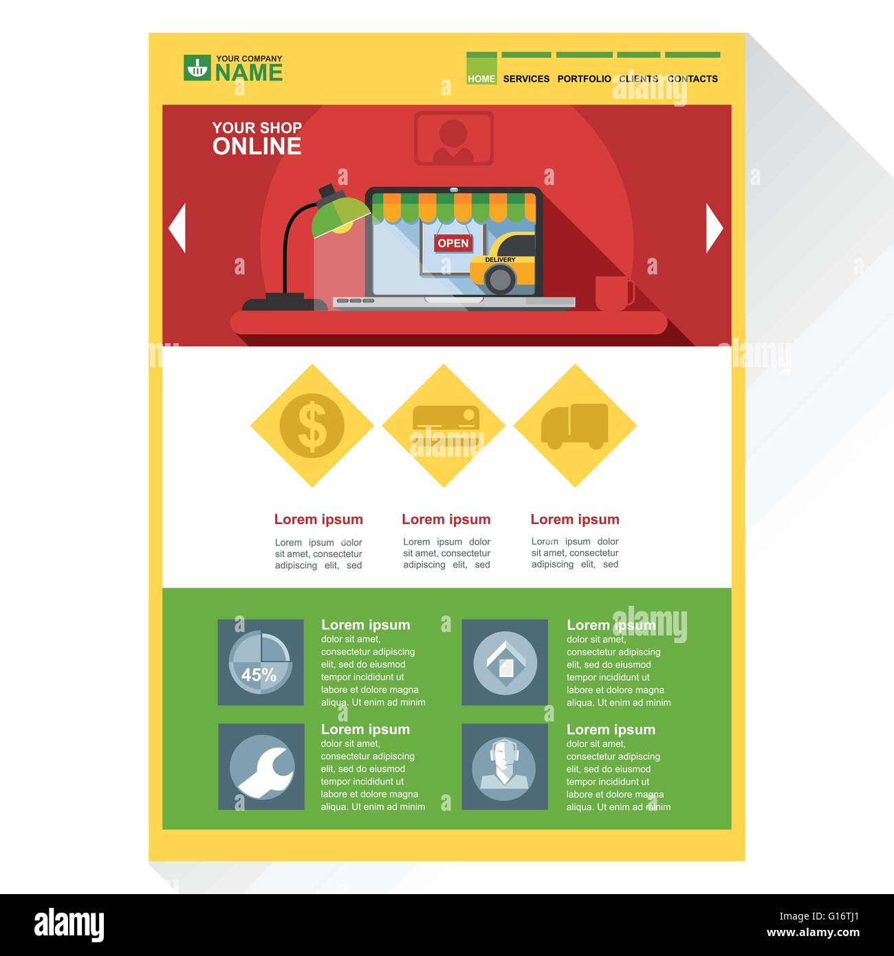 Online shop company web site theme layout. Digital background vector ...