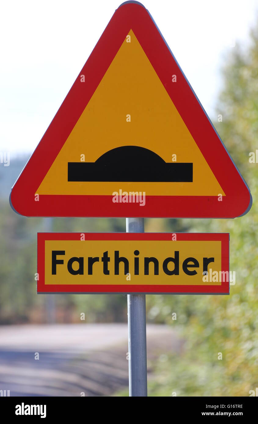 Swedish traffic sign indicating speed bumps Stock Photo - Alamy