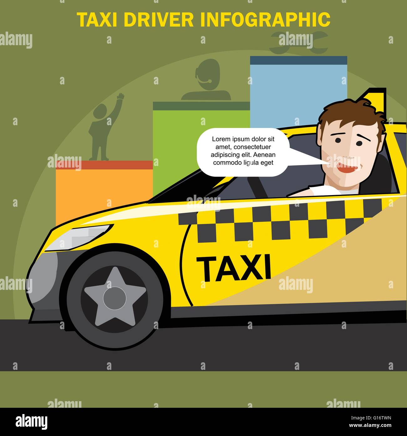 Public taxi cab driver presenting infographics Stock Vector Image & Art ...