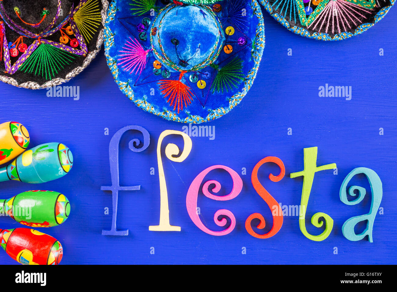 Traditional colorful table decorations for celebrating Fiesta Stock ...
