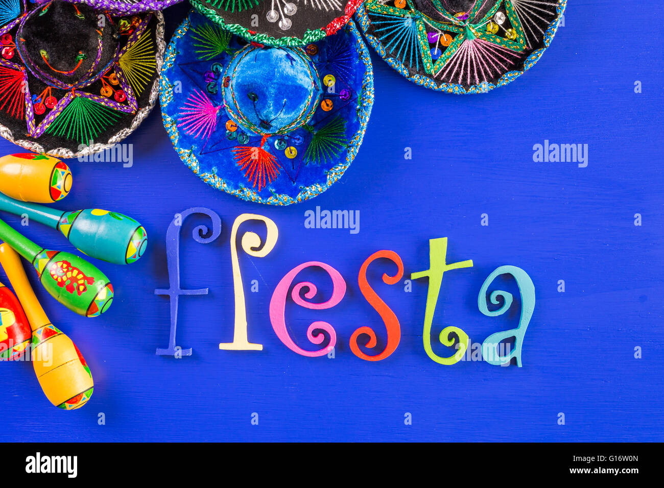 Traditional colorful table decorations for celebrating Fiesta Stock ...