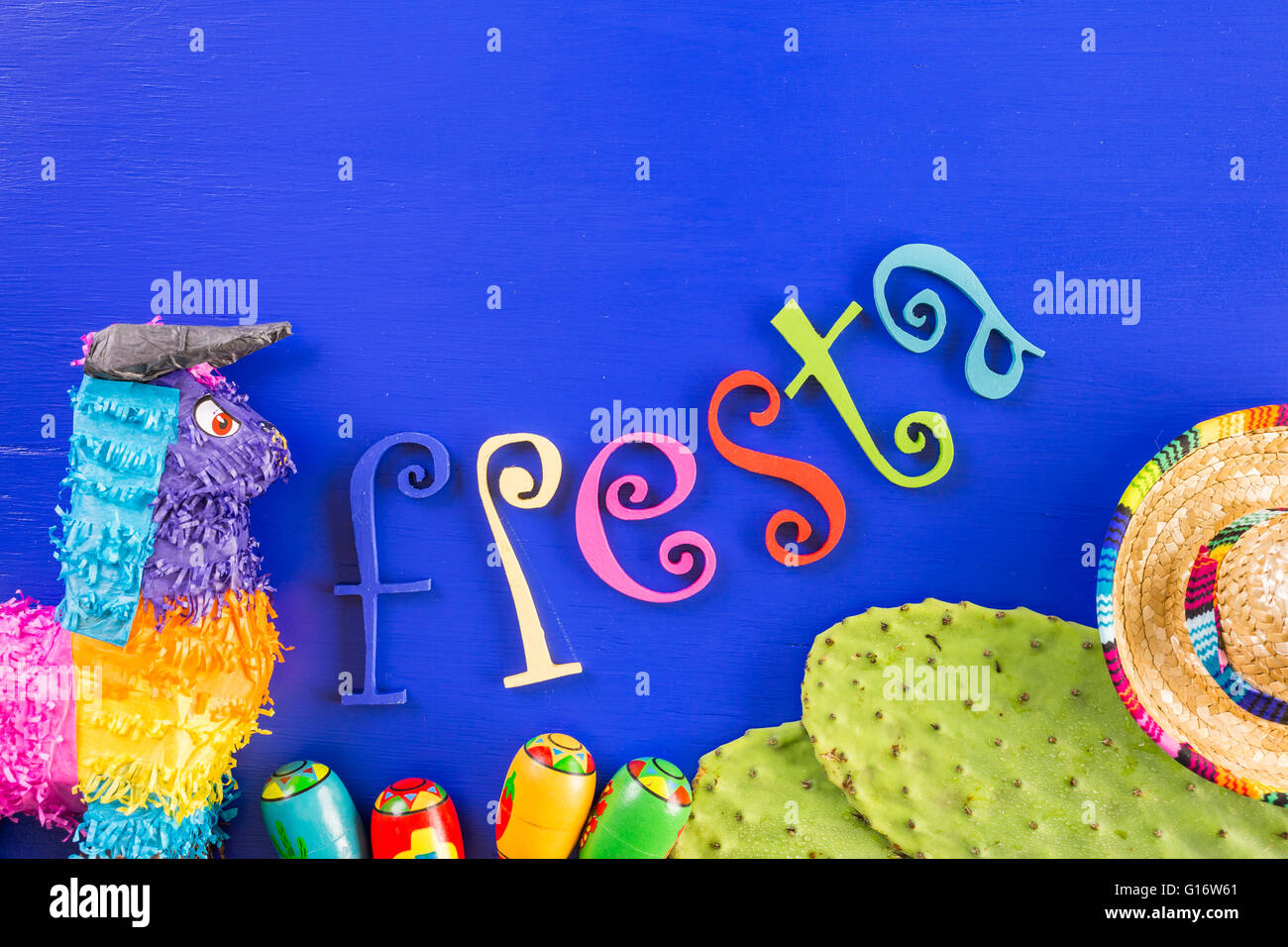 Traditional colorful table decorations for celebrating Fiesta Stock ...