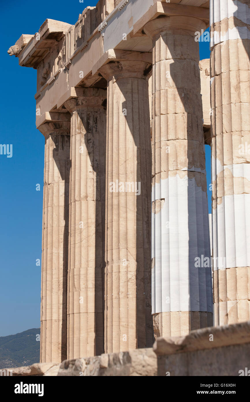 Acropolis of Athens. Parthenon columns. Greece. Vertical Stock Photo ...