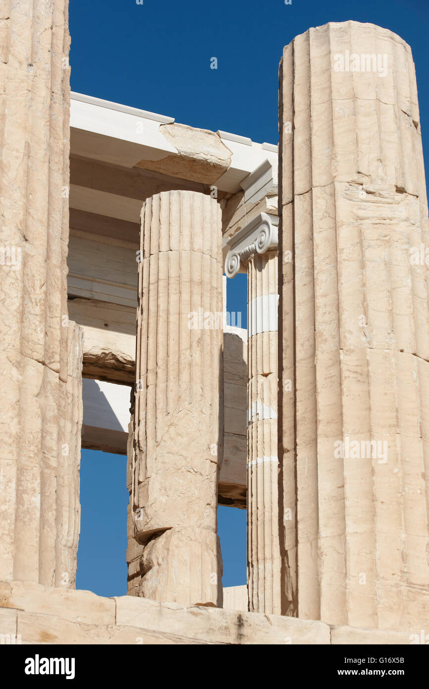 Acropolis of Athens. Peisistratus Portico. Greece. vertical Stock Photo ...
