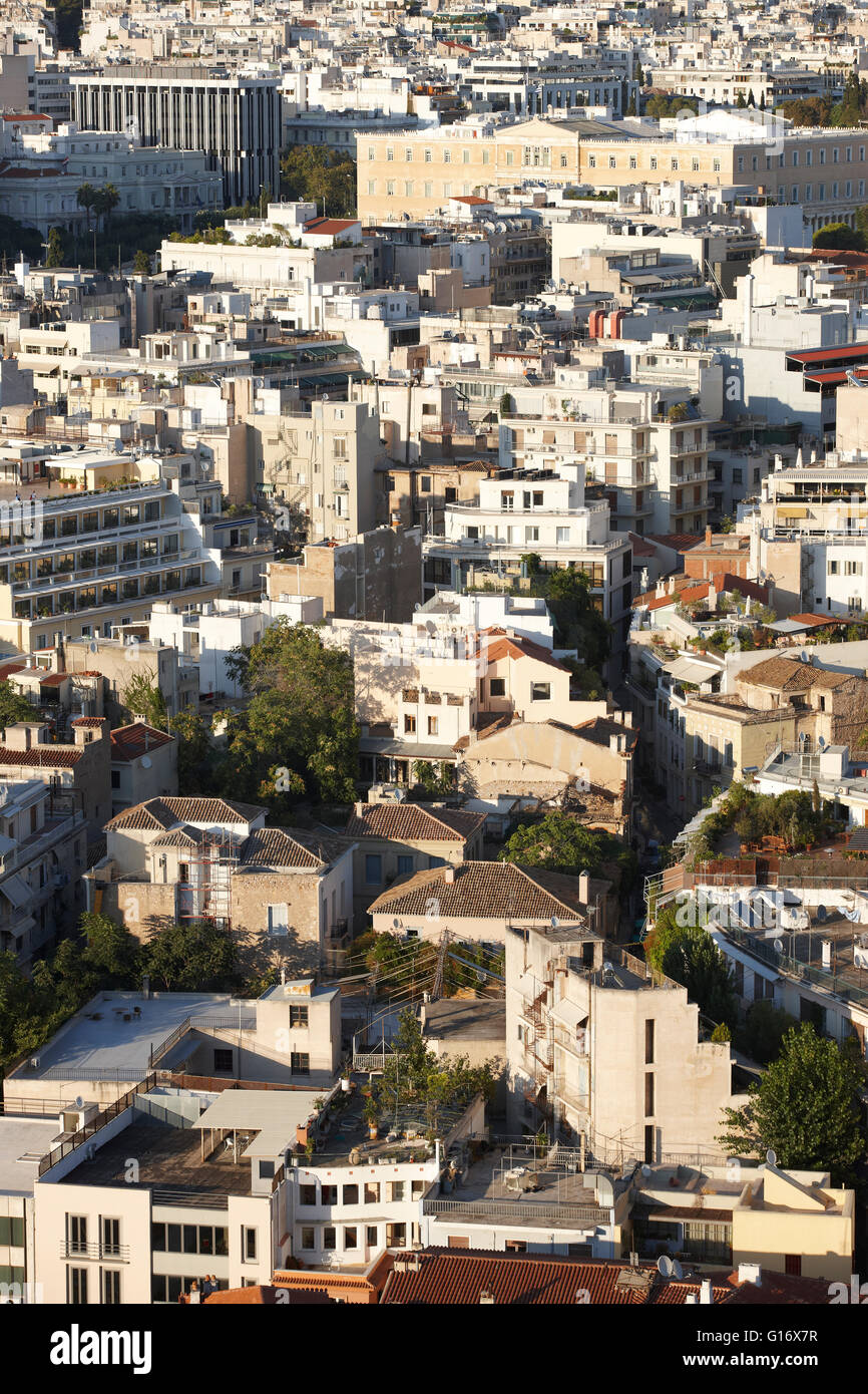 Athens parliament and residential buildings. Greece. Vertical Stock ...