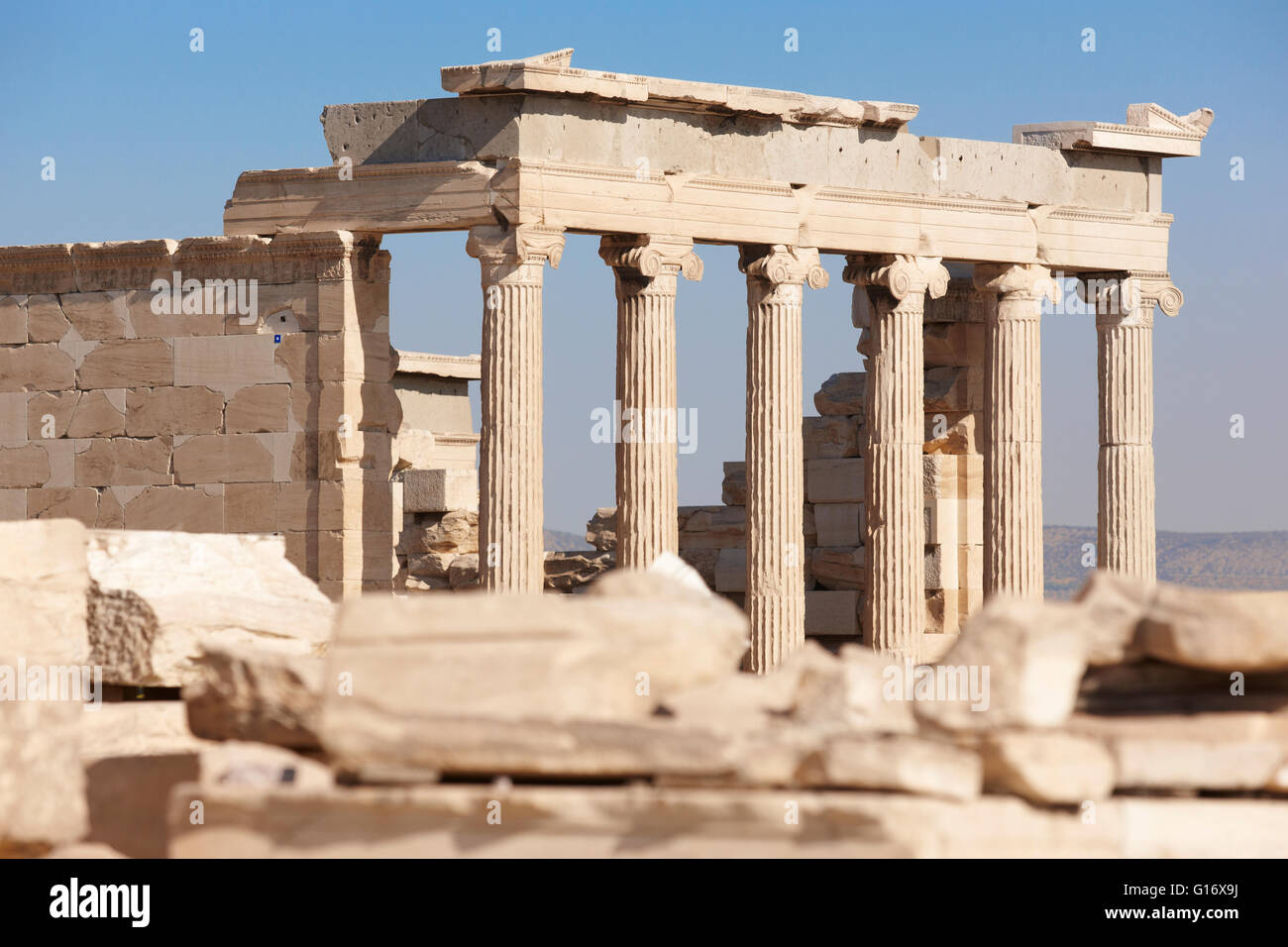 Acropolis of Athens. Erechtheion columns. Greece. Horizontal Stock ...