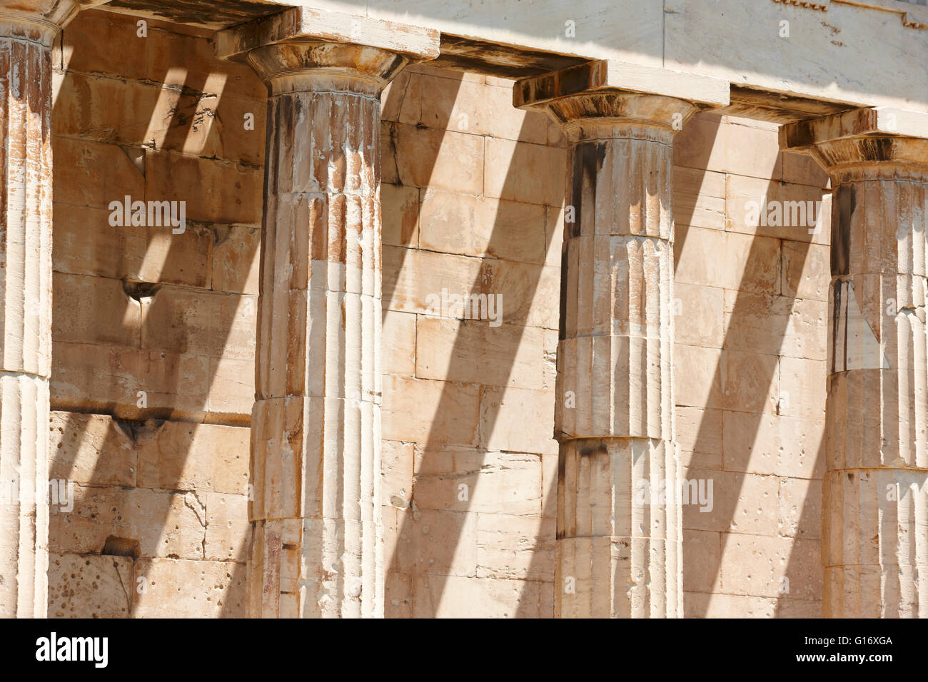 Doric columns in the Temple of Ephesto in Athens. Greece. Horizontal ...