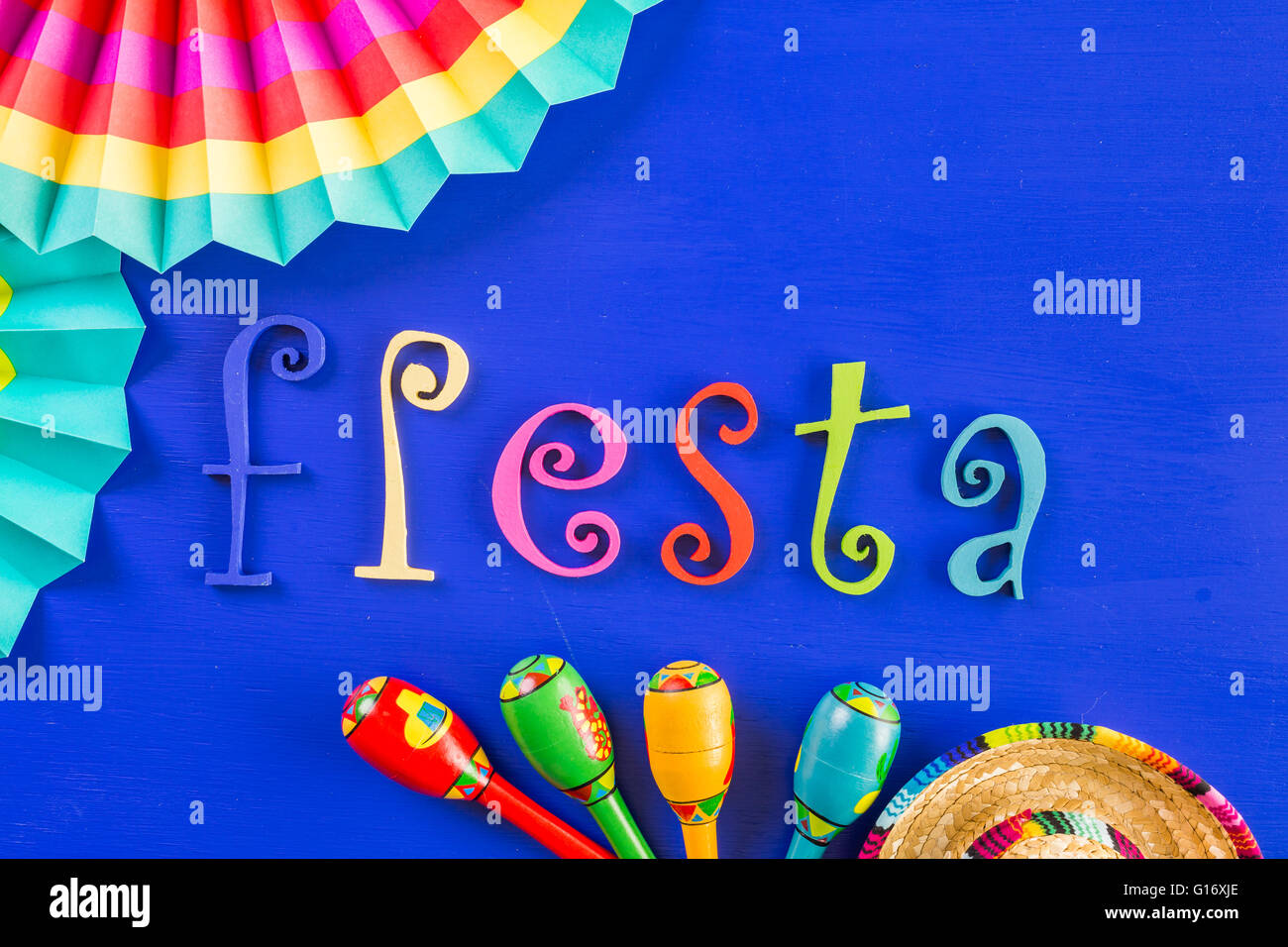 Traditional colorful table decorations for celebrating Fiesta Stock ...