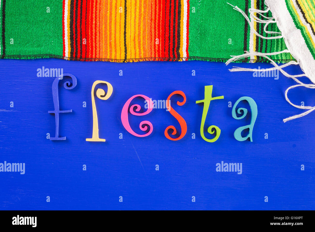 Traditional colorful table decorations for celebrating Fiesta Stock ...