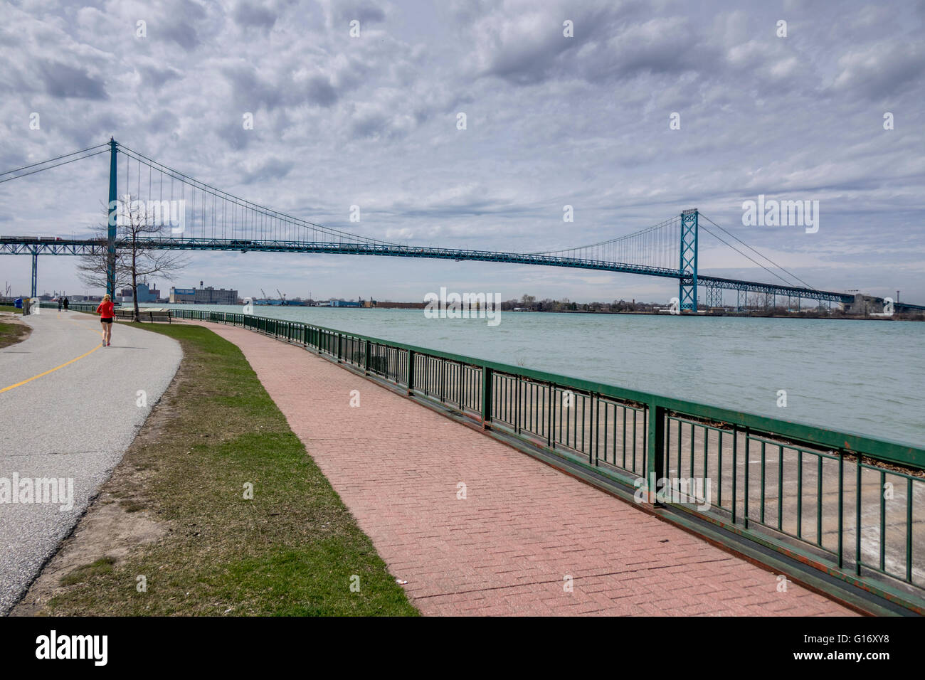 The Ambassador Bridge Spanning The Detroit River Between Windsor ...