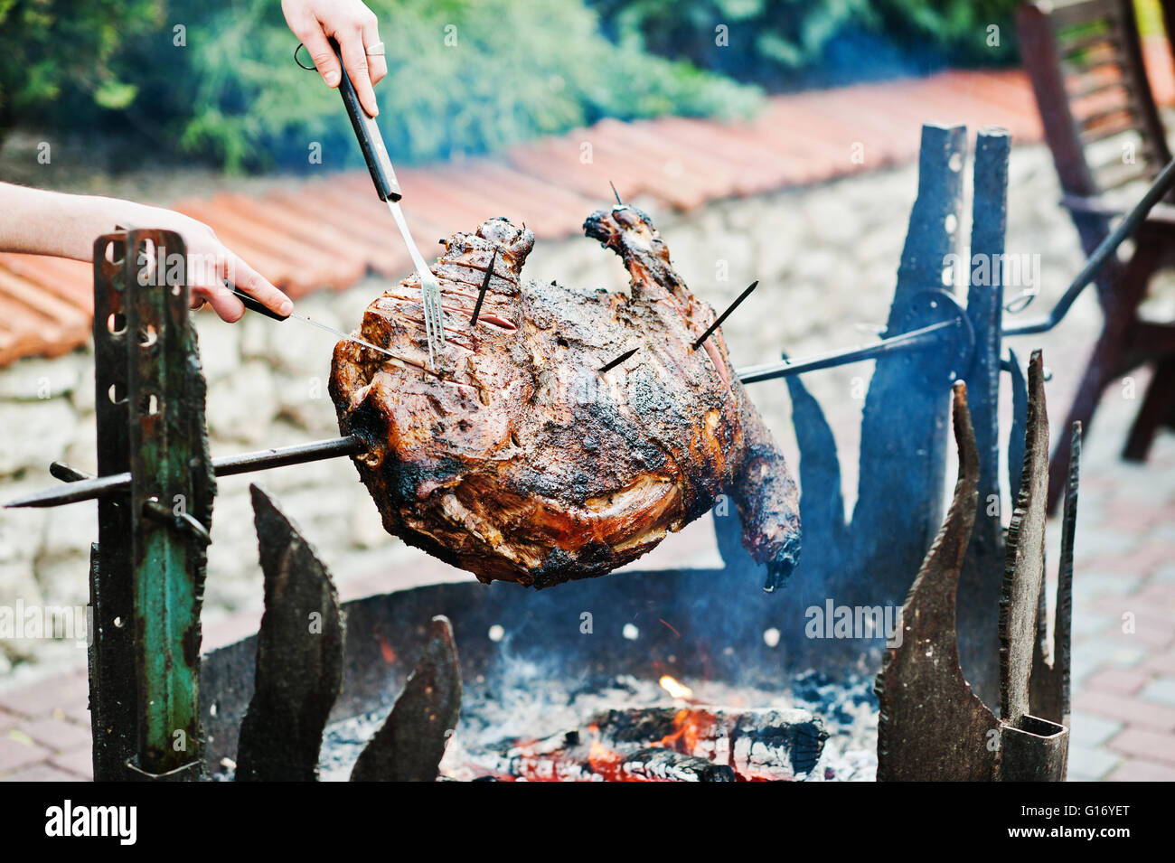 Roast spit goat hi-res stock photography and images - Alamy