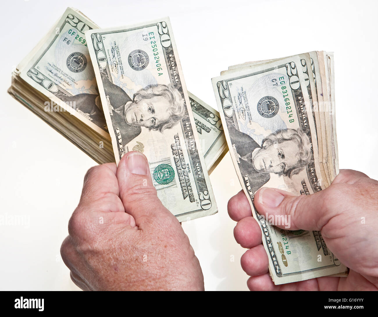 Stack of twenty dollar bills hi-res stock photography and images - Alamy