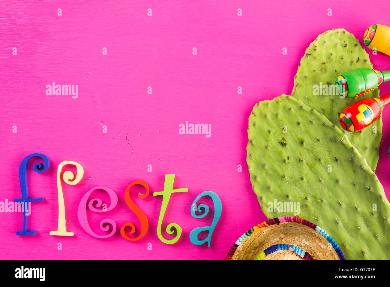 Traditional colorful table decorations for celebrating Fiesta Stock ...