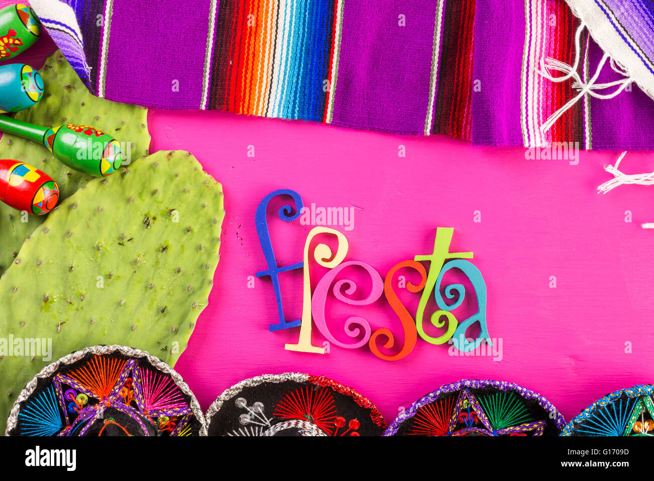 Traditional colorful table decorations for celebrating Fiesta Stock ...