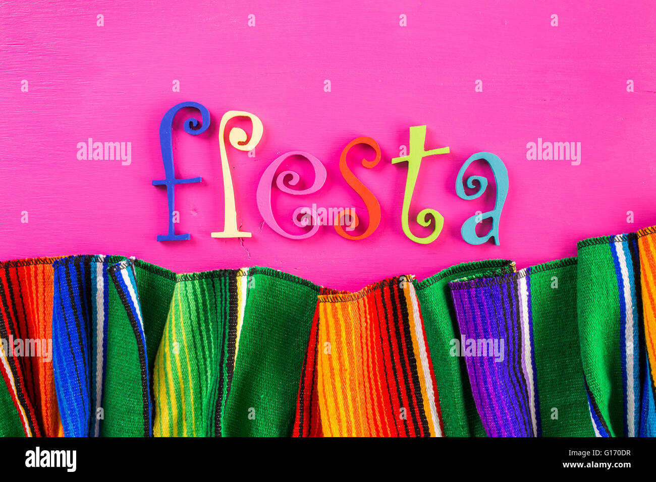 Traditional colorful table decorations for celebrating Fiesta Stock ...