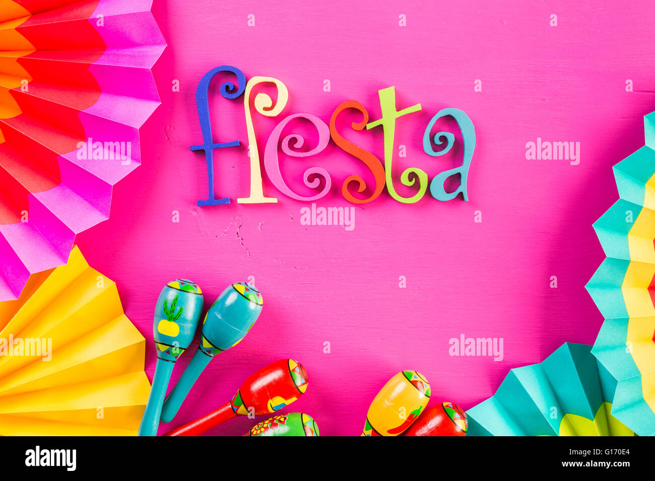 Traditional colorful table decorations for celebrating Fiesta Stock ...