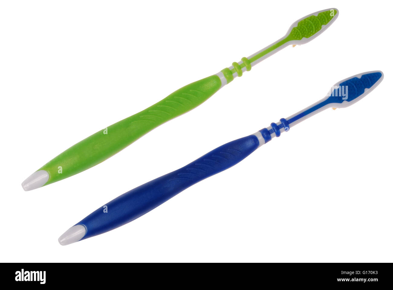 Colored toothbrushes. Isolated on white background. Clipping path ...