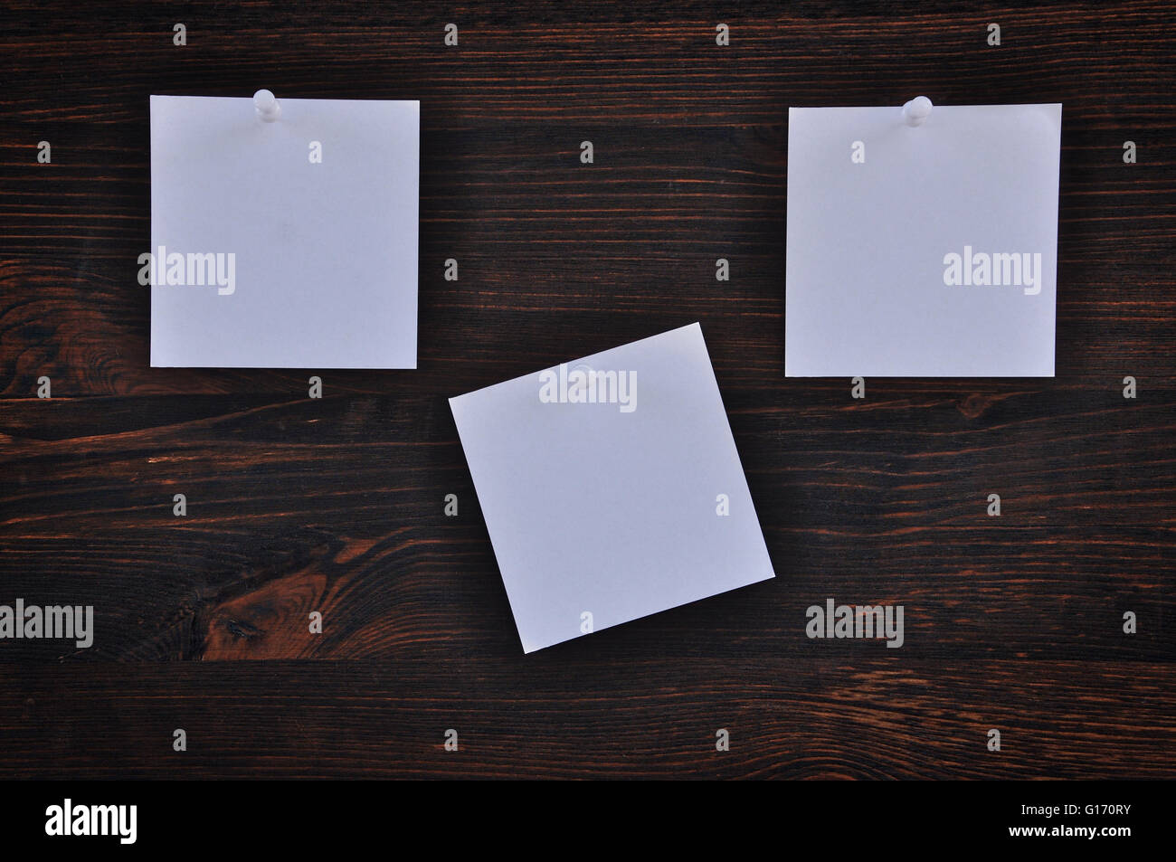 Background wood with blank notes, white sticker note Stock Photo - Alamy