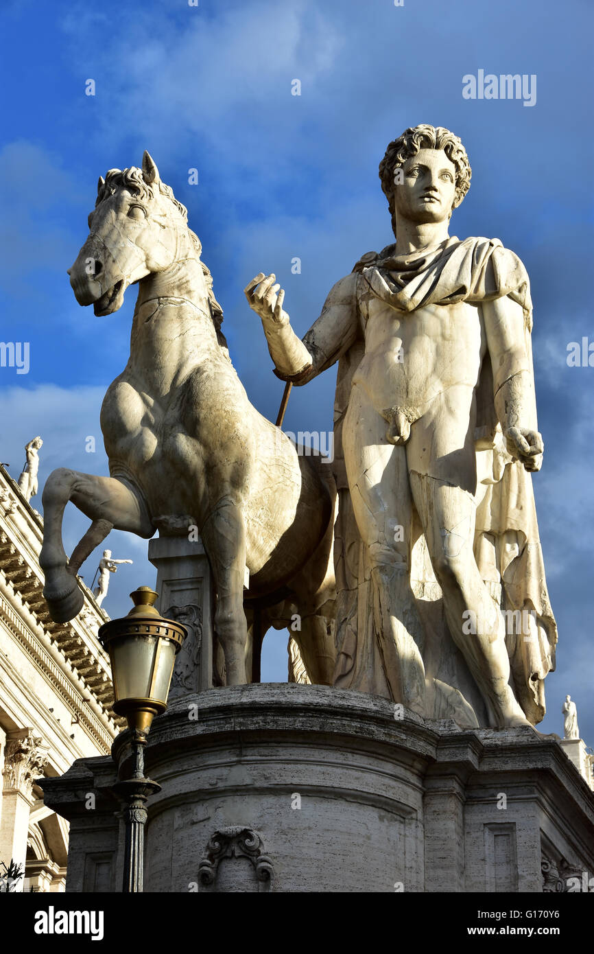 Dioskouri ancient marble statue from the Capitoline Hill Square ...