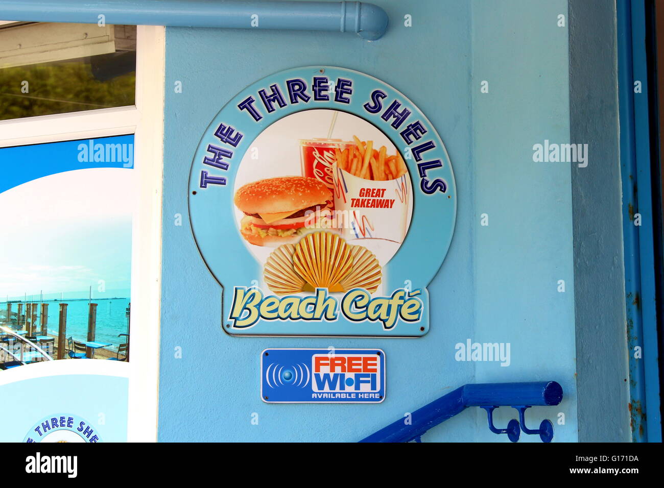 Beach cafe sign southend Stock Photo - Alamy