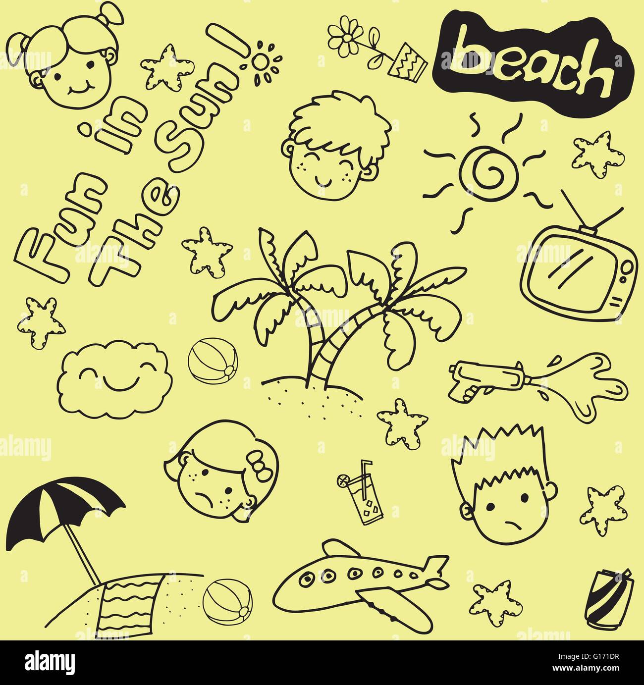 Summer beach doodle art Stock Vector Image & Art - Alamy