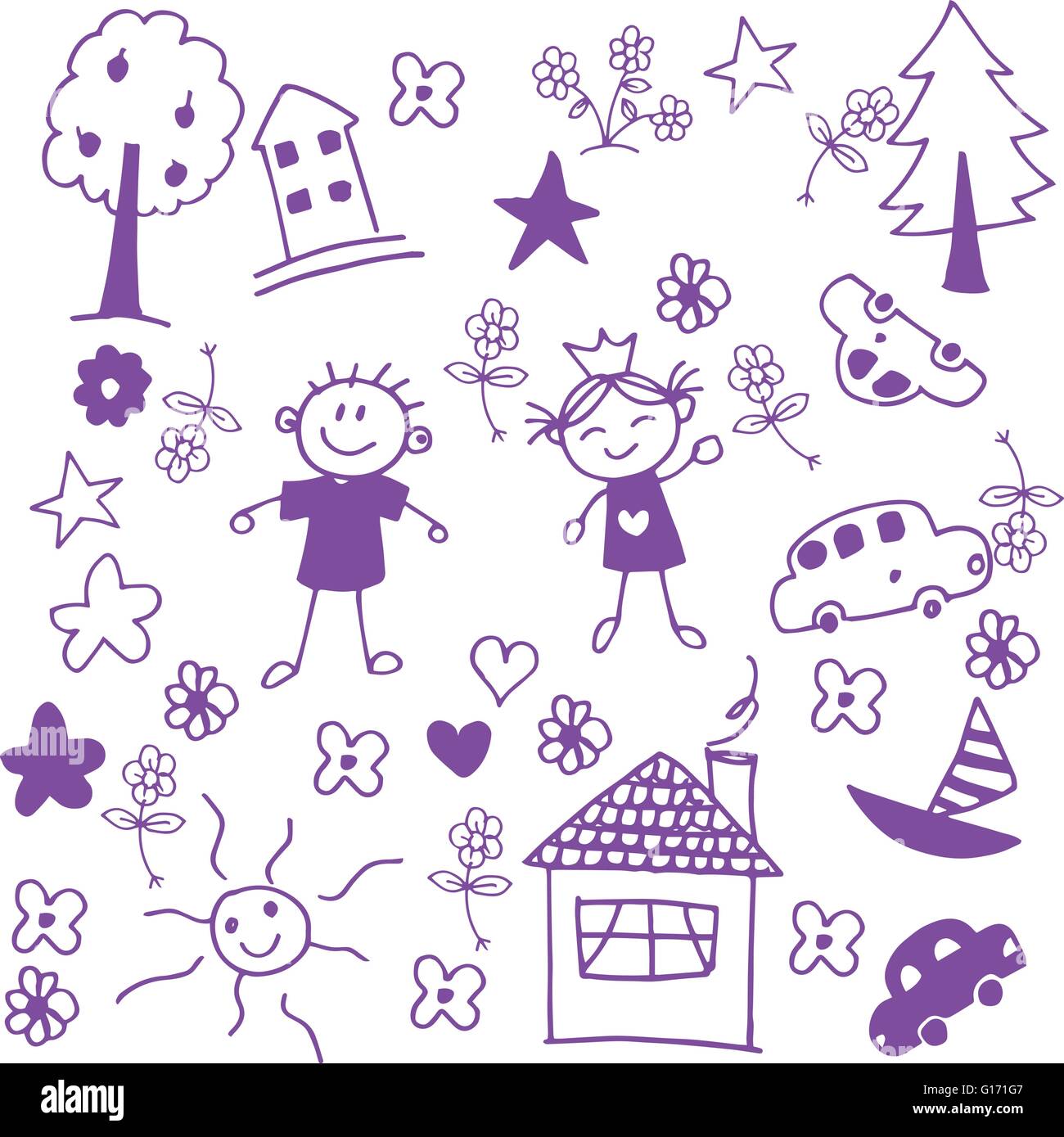 Happy child doodle art Stock Vector Image & Art - Alamy