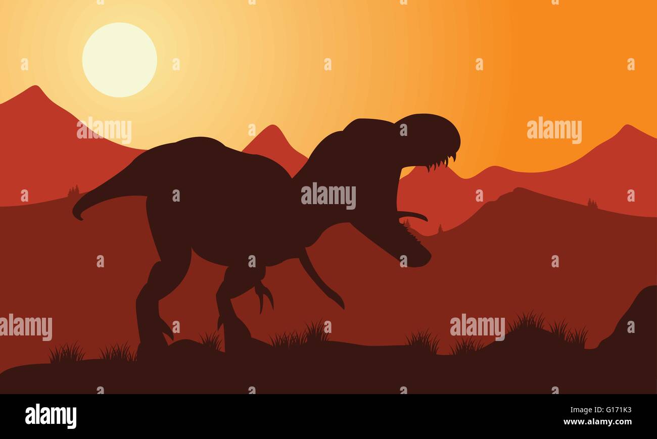 Dinosaur tyrannosaurus silhouette Stock Vector Image & Art - Alamy