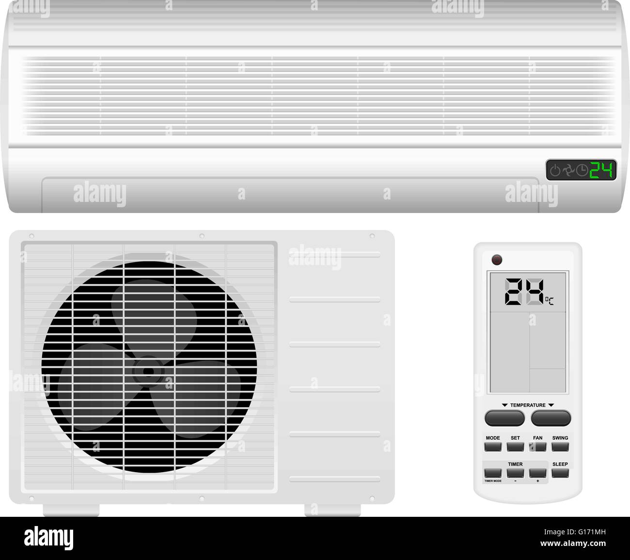 Air conditioner system on white background. Vector illustration Stock ...