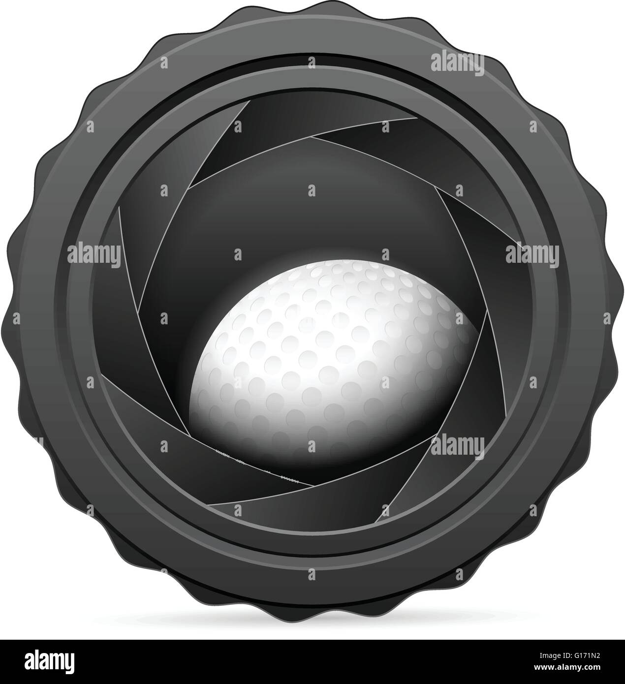 Camera shutter with golf ball on white background. Vector illustration ...
