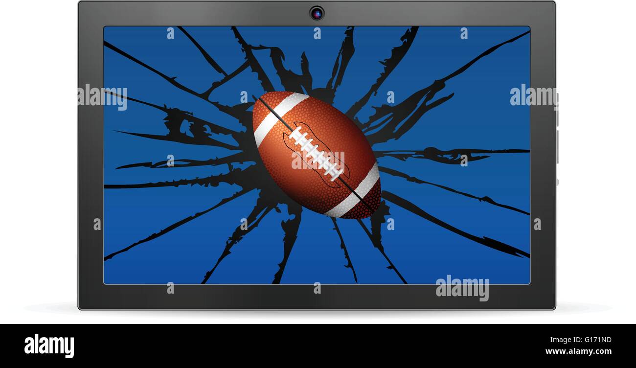 Cracked tablet american football on a white background. Vector ...