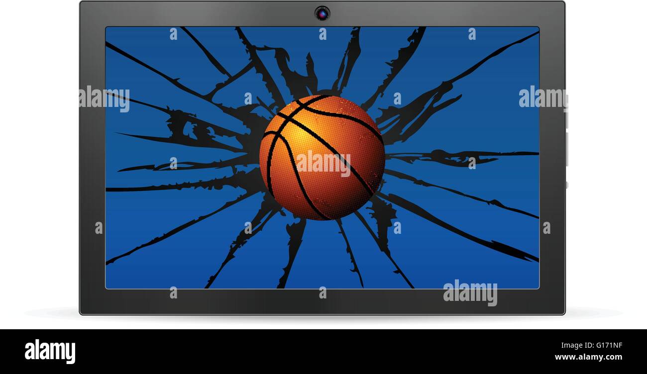 Cracked tablet basketball on a white background. Vector illustration ...