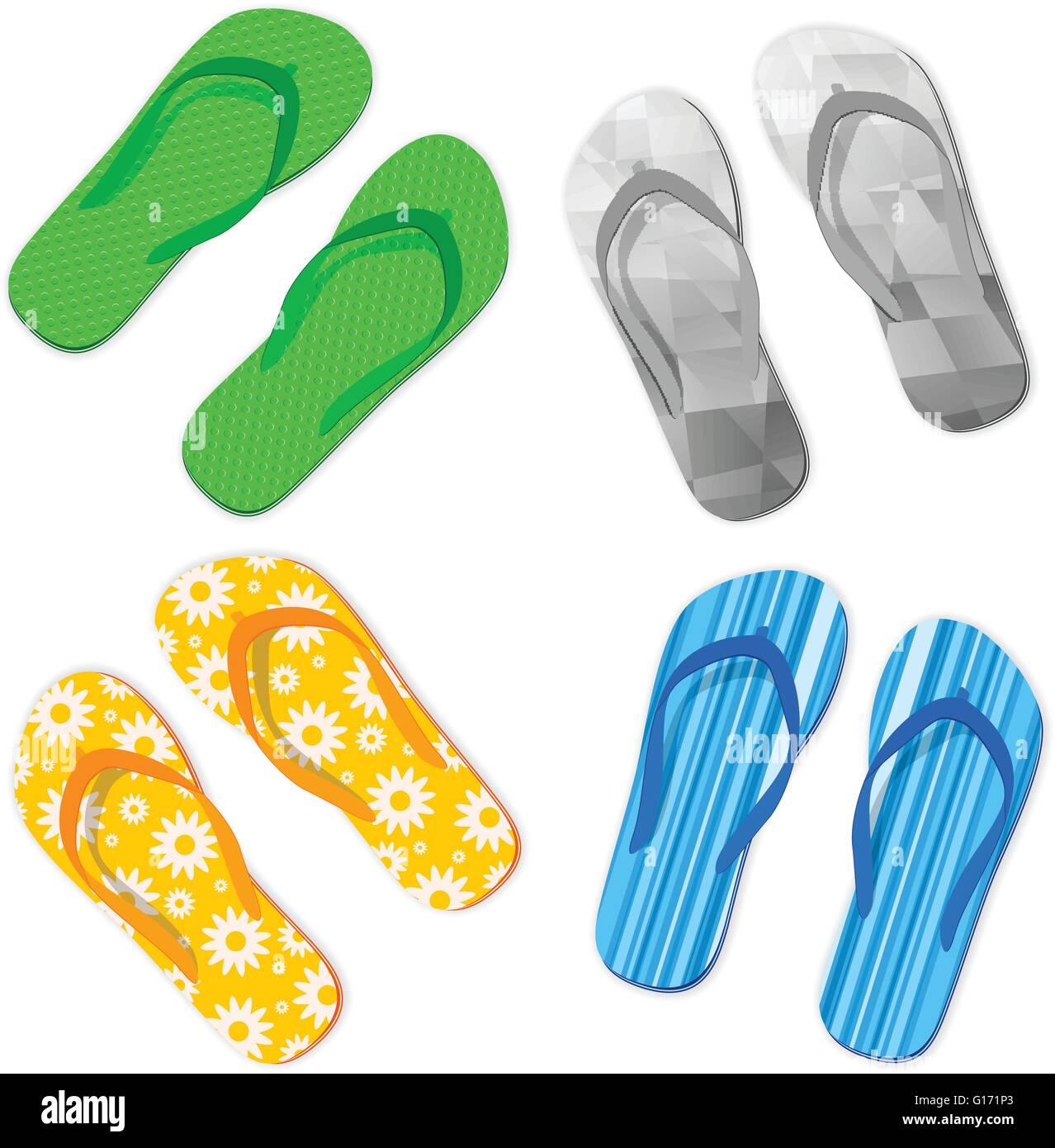 Flip flop set on a white background. Vector illustration Stock Vector Image & Art - Alamy