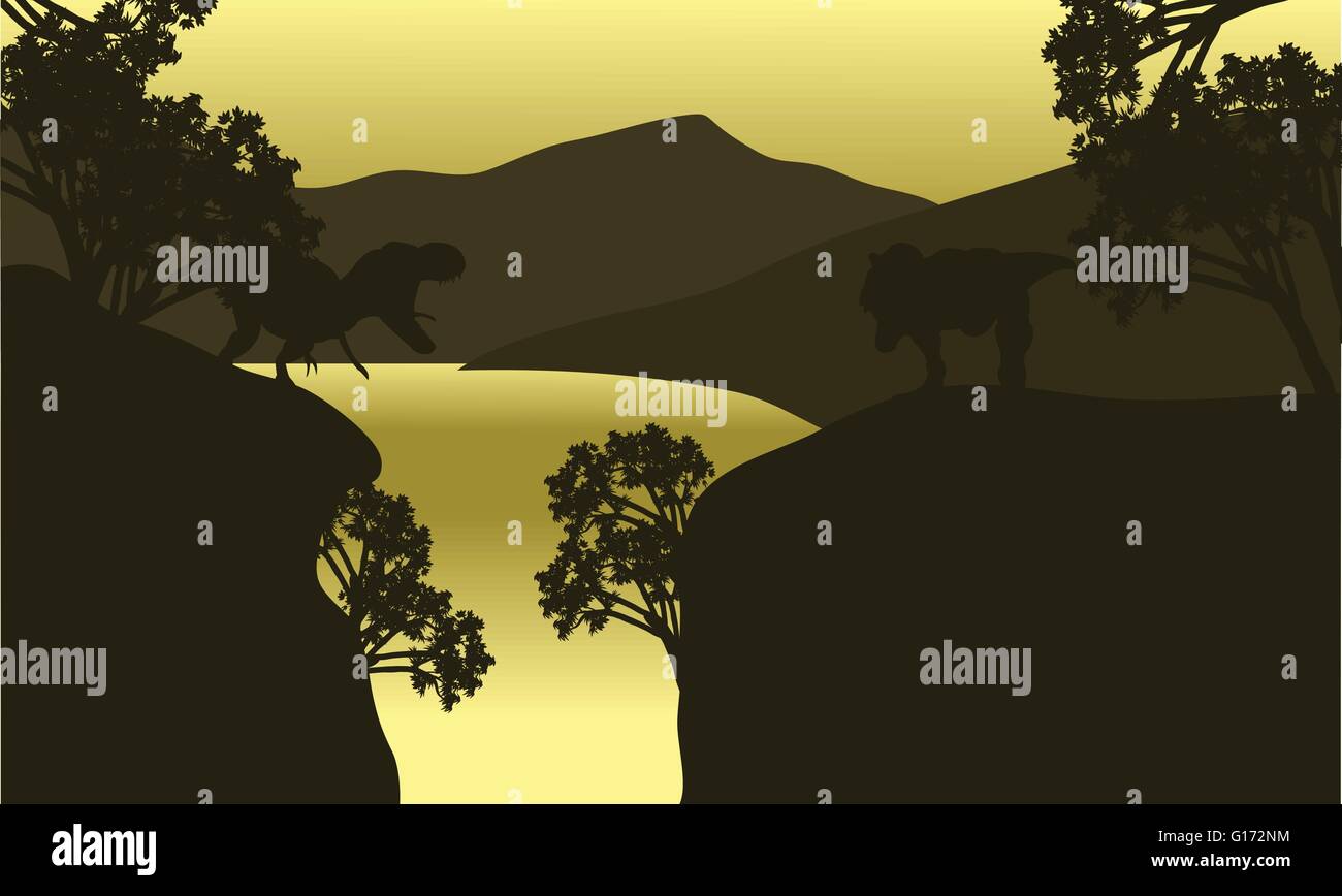 At morning scenery T-Rex silhouette Stock Vector Image & Art - Alamy